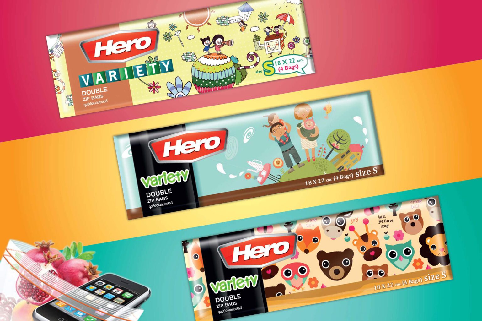 Hero Double Zip Bags : Packaging - strategic design agency