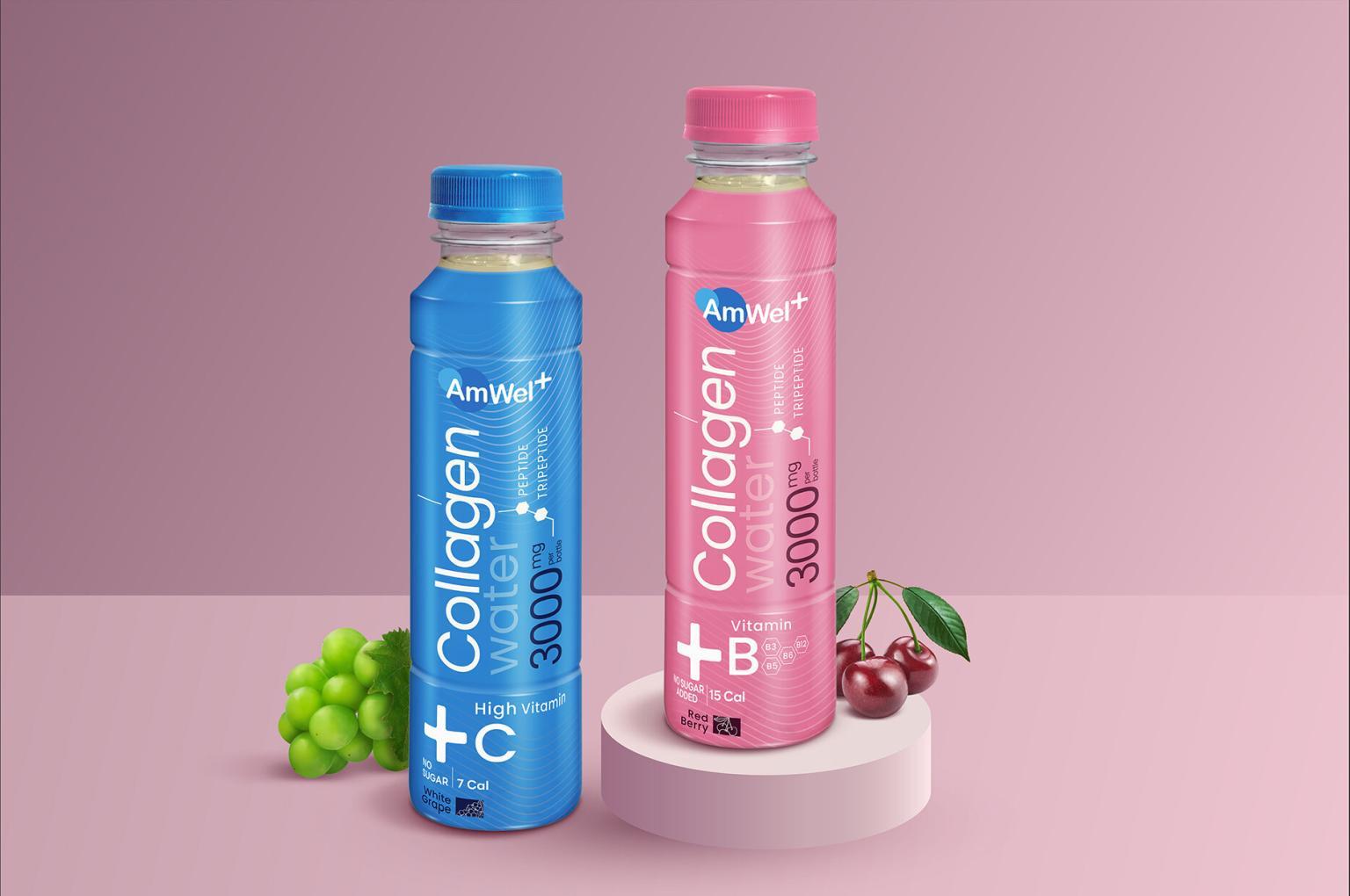 AmWel+ Collagen Water Drink : Packaging Design - strategic design agency